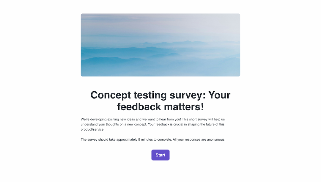 Concept testing survey template | Formaloo