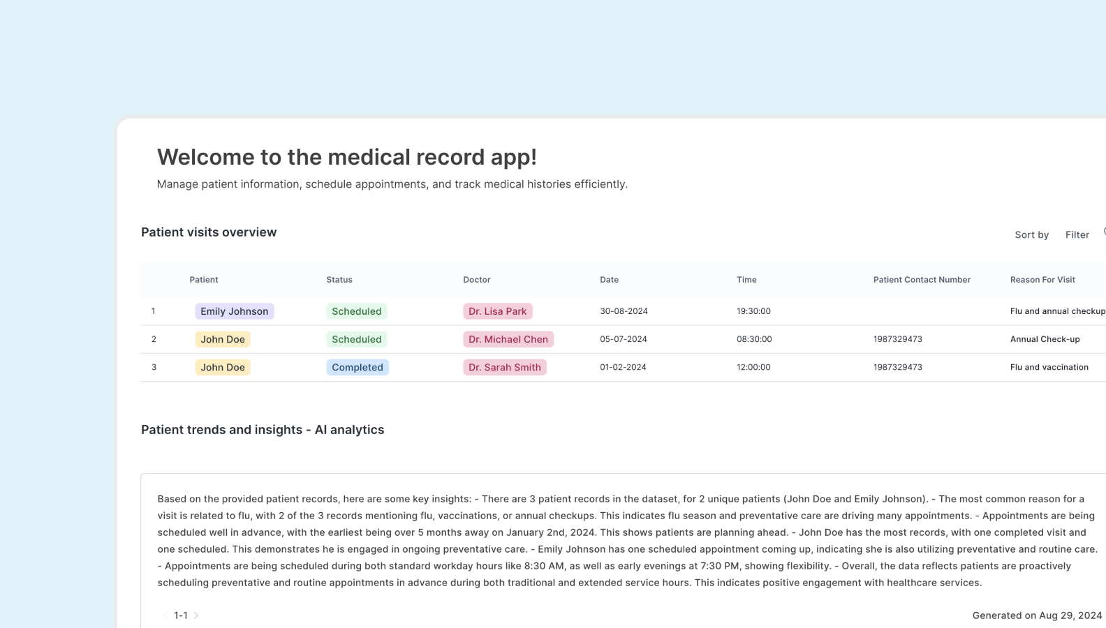 Medical record app template template | Formaloo