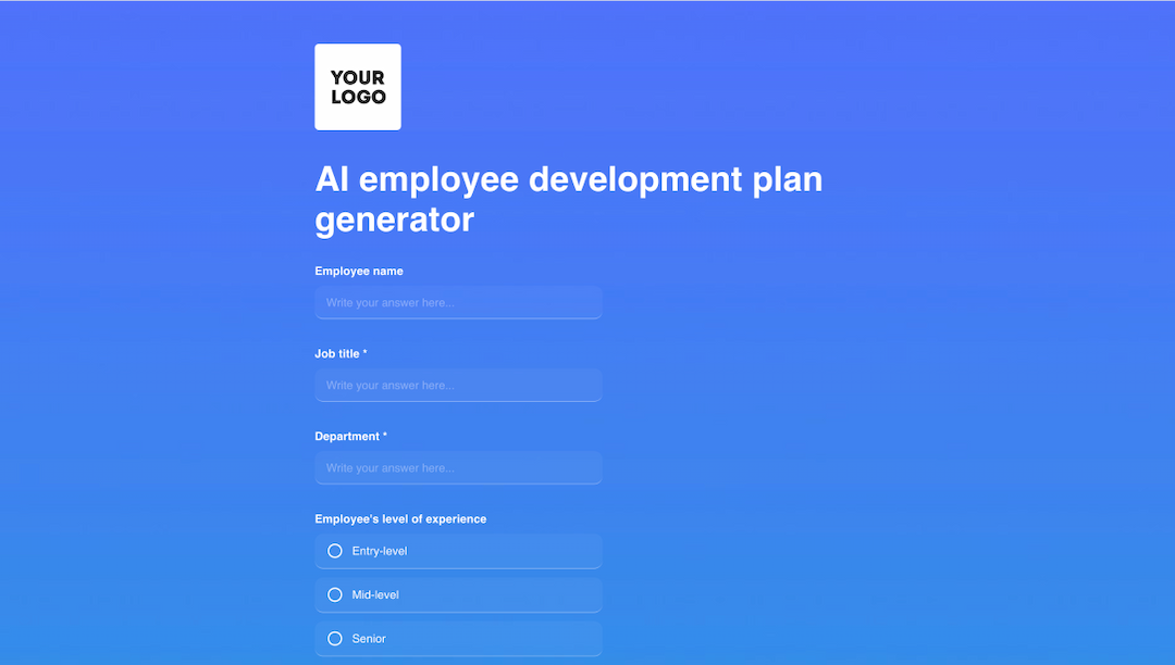 AI employee development plan generator template | Formaloo