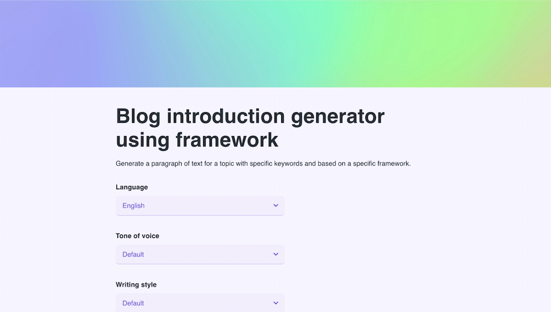 Blog introduction generator using framework template | Formaloo