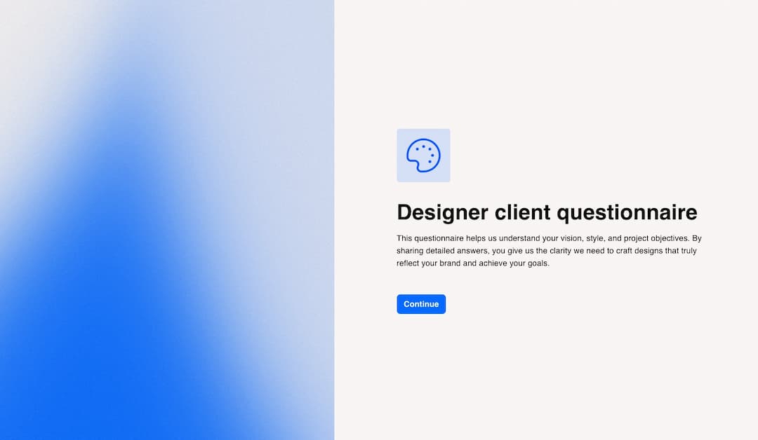 Designer client questionnaire template | Formaloo