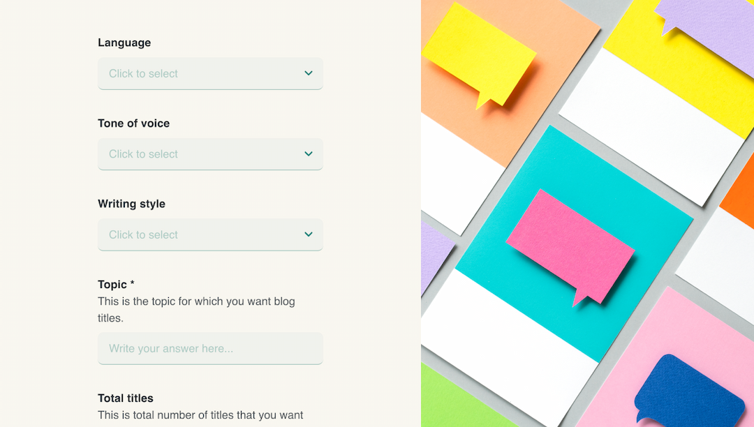 Blog post title generator template | Formaloo