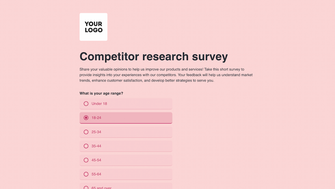 Competitor research survey template | Formaloo