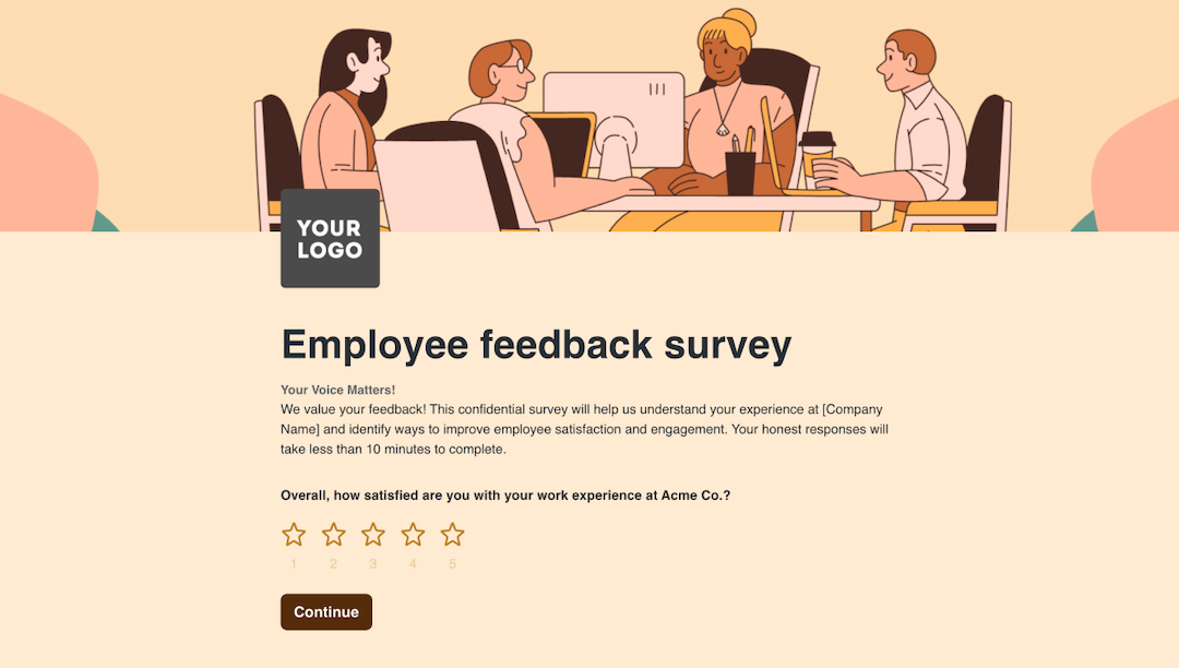 Employee feedback survey template | Formaloo