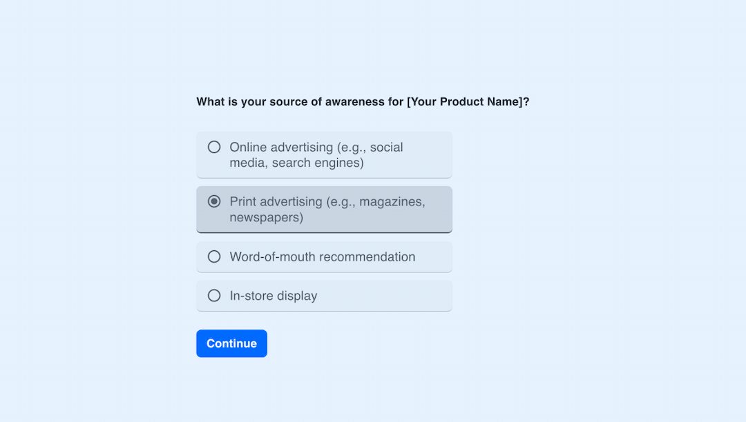 Product awareness survey template | Formaloo