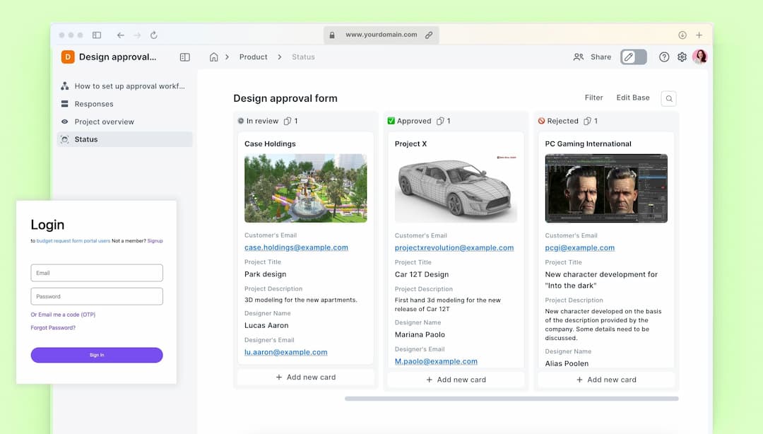 Design approval workflow template | Formaloo