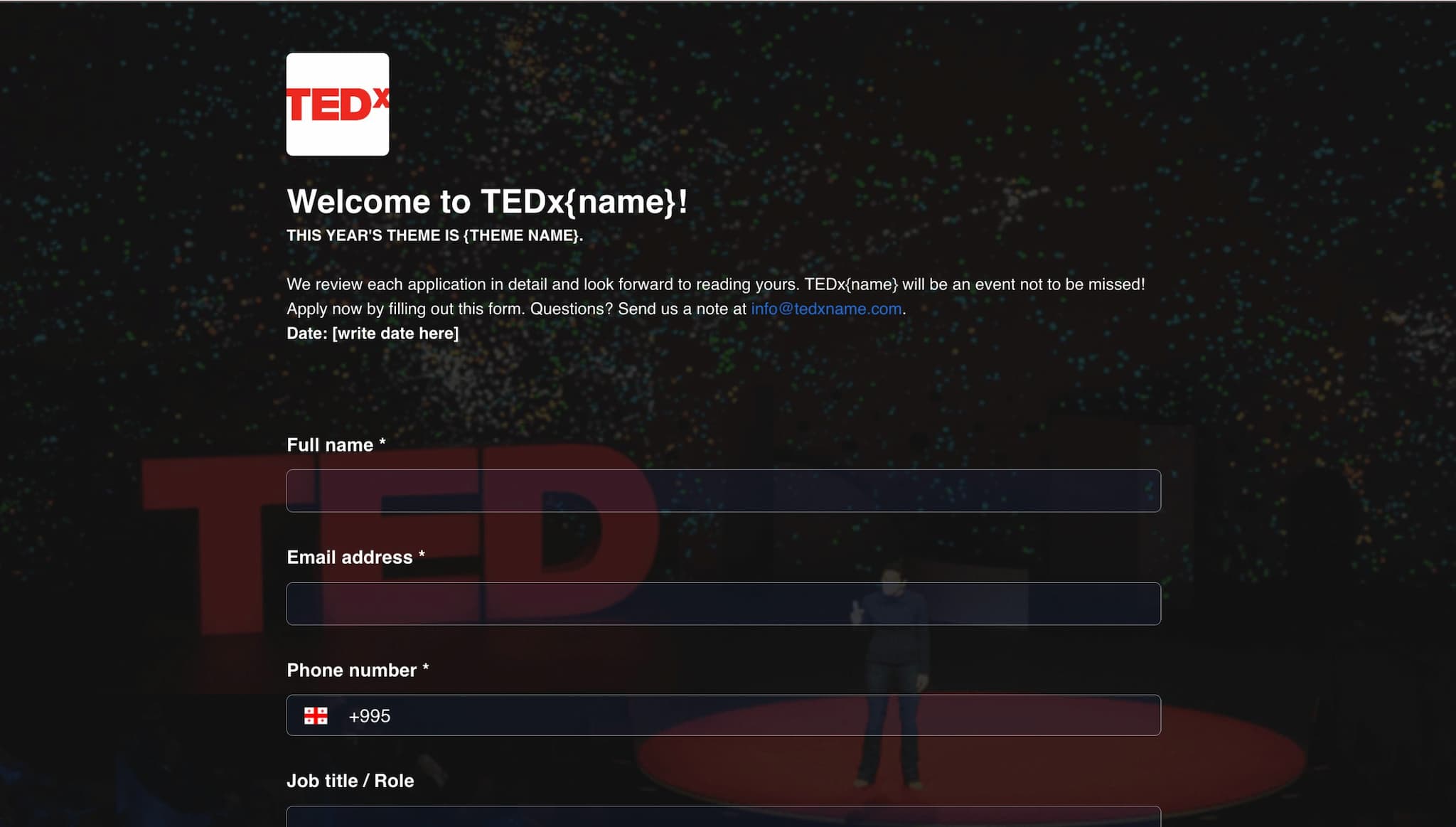 Attend a TEDx conference template | Formaloo