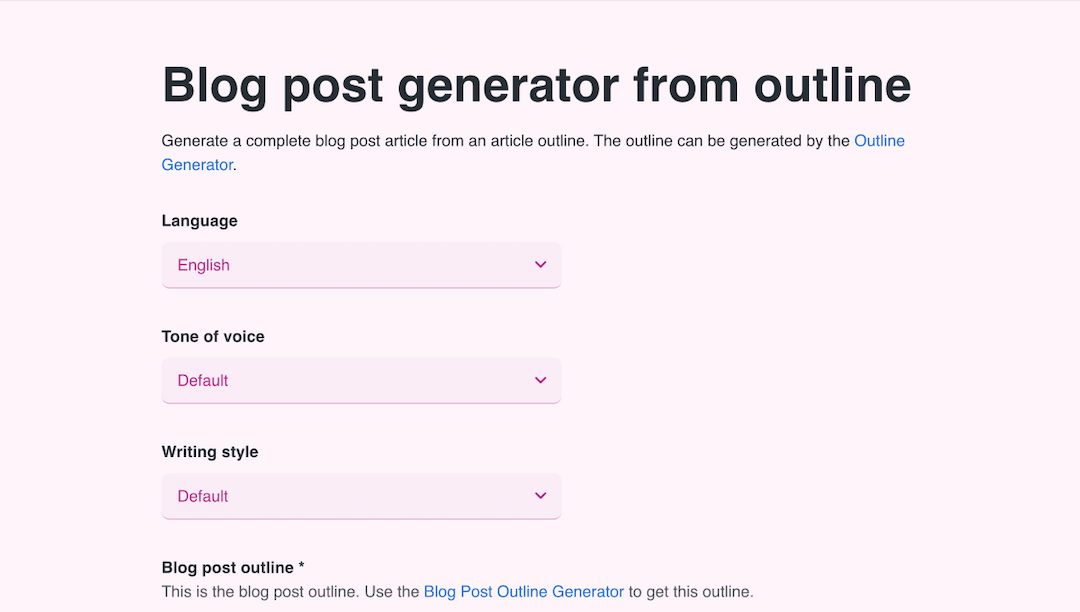 Blog generator from outline template | Formaloo