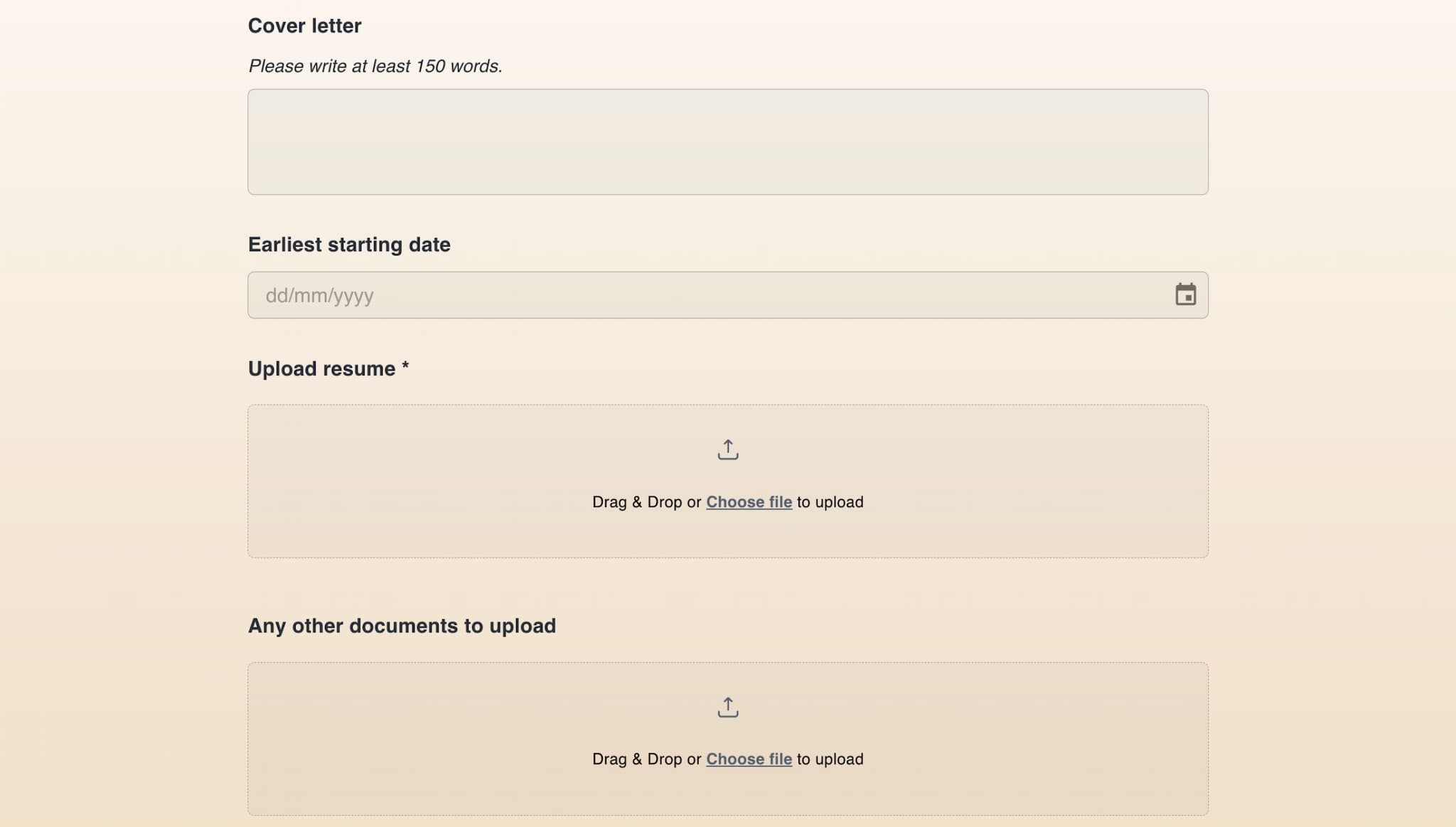 Online job application form template | Formaloo