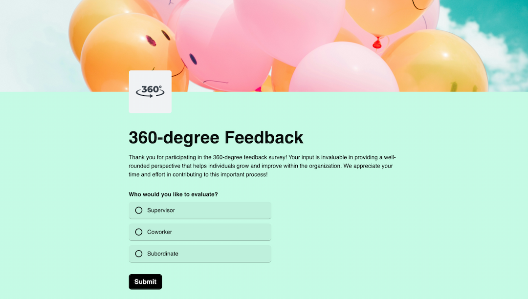 360-degree feedback template | Formaloo