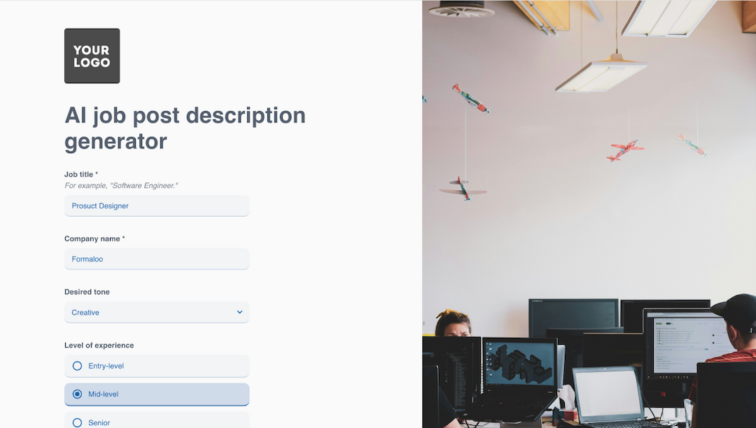 AI job post description generator template | Formaloo