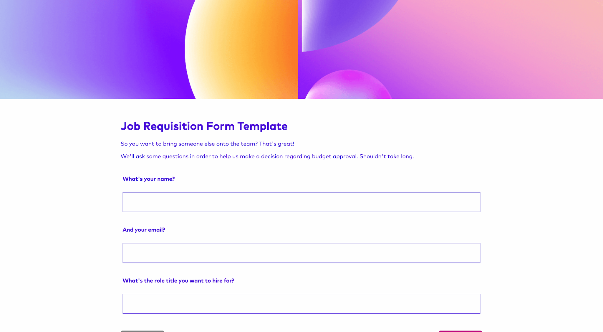 Job requisition form with "Page Break" template | Formaloo
