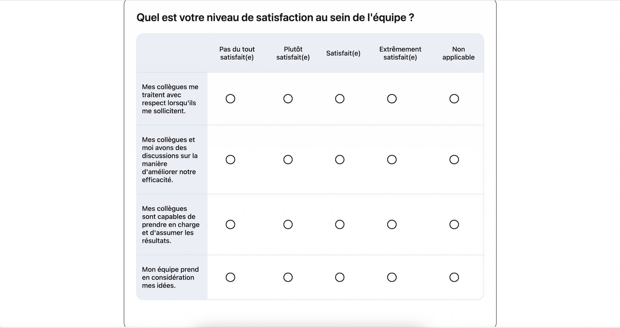 Sondage sur l'engagement des employés template | Formaloo
