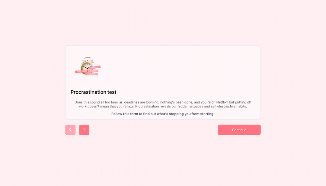 Procrastination test template | Formaloo