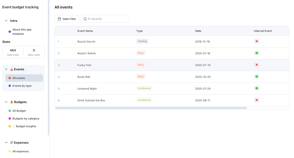 Event Planning & Budgeting template | Formaloo