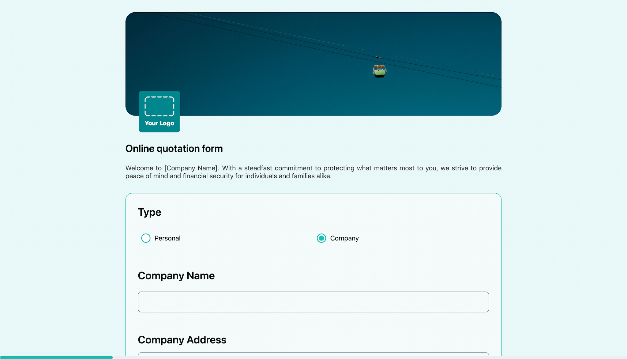 Online quotation form template | Formaloo
