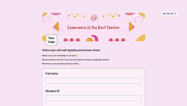 Online quiz with self-grading and answer sheet template | Formaloo