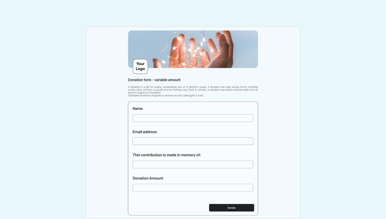 Donation form - variable amount template | Formaloo