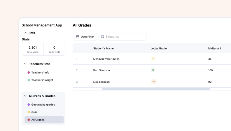 School Management App template | Formaloo