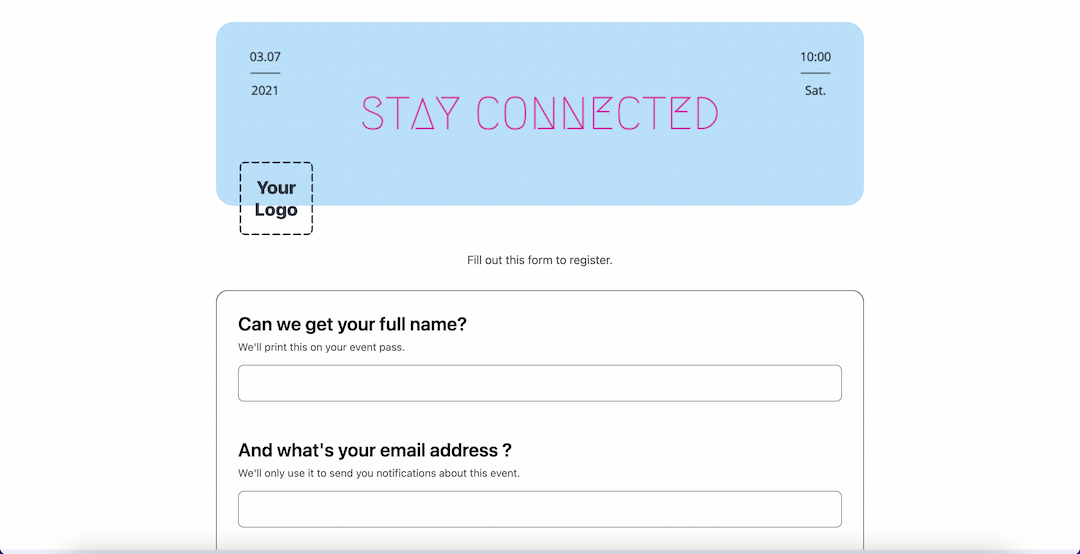 Online event registration template | Formaloo