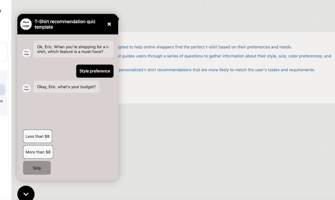 T-Shirt recommendation chatbot template | Formaloo