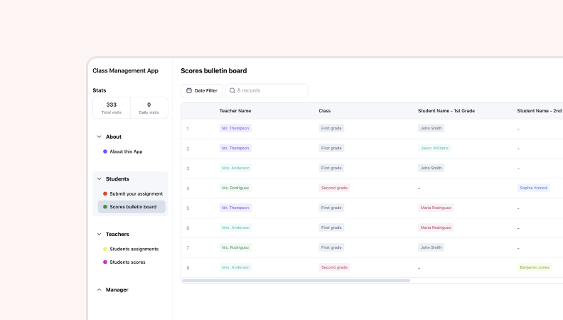Class Management App template | Formaloo