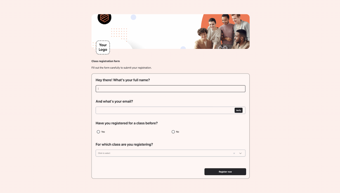 Class registration form template template | Formaloo