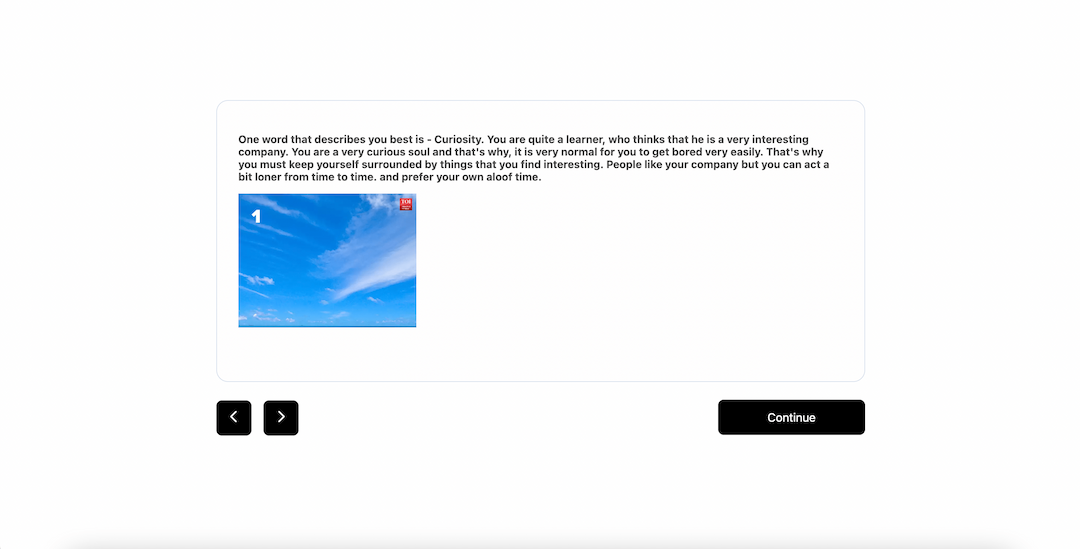 Visual personality test template | Formaloo