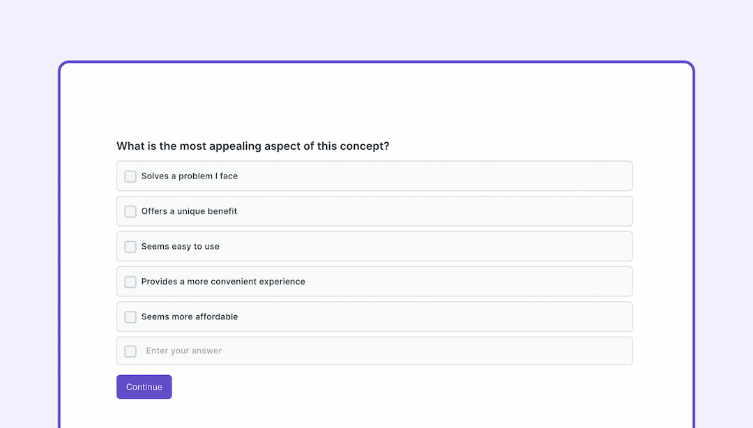 Concept testing survey template | Formaloo