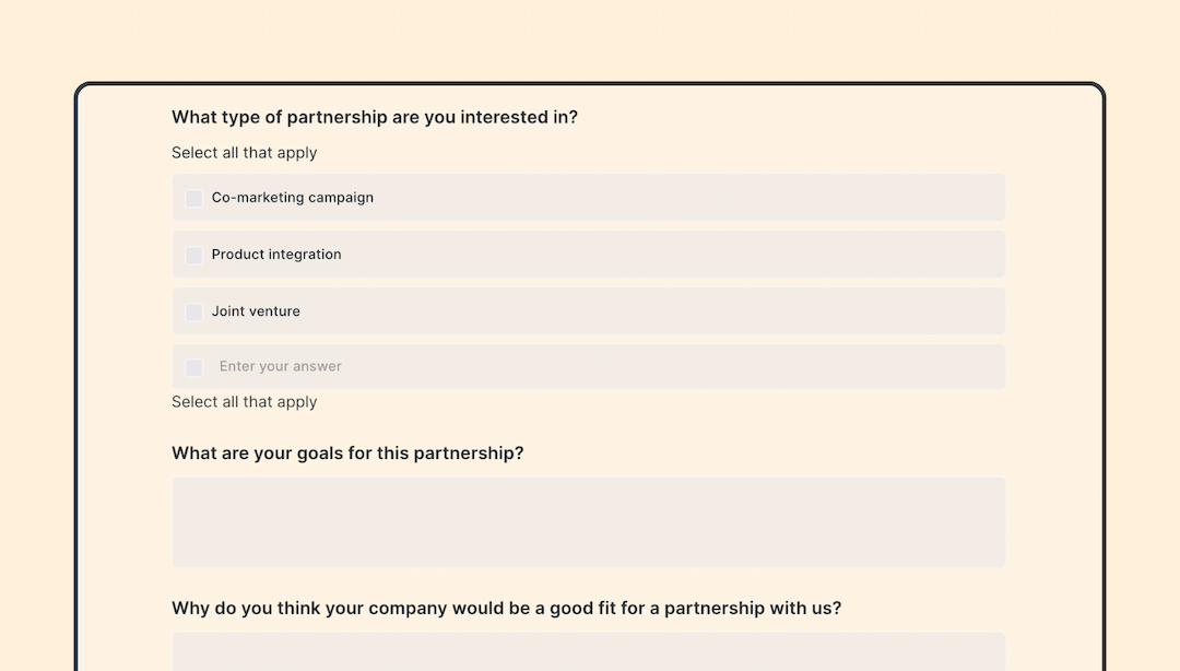 Partnership inquiry form template | Formaloo