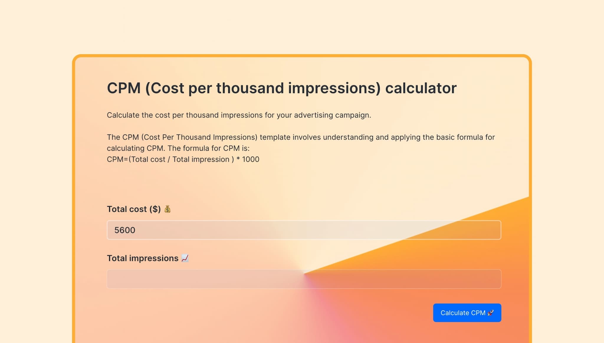 Cpm Calculator Template Formaloo