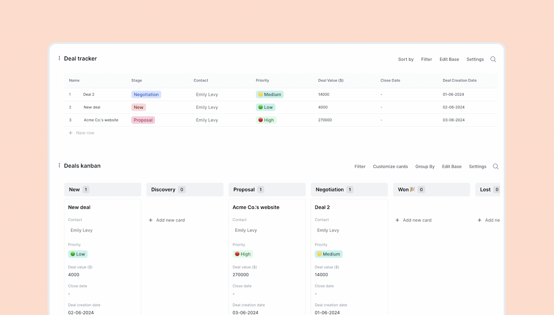 Sales CRM template | Formaloo