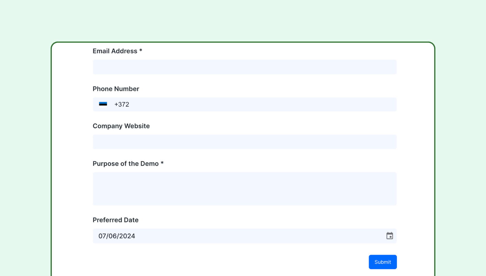 Product demo request form template | Formaloo