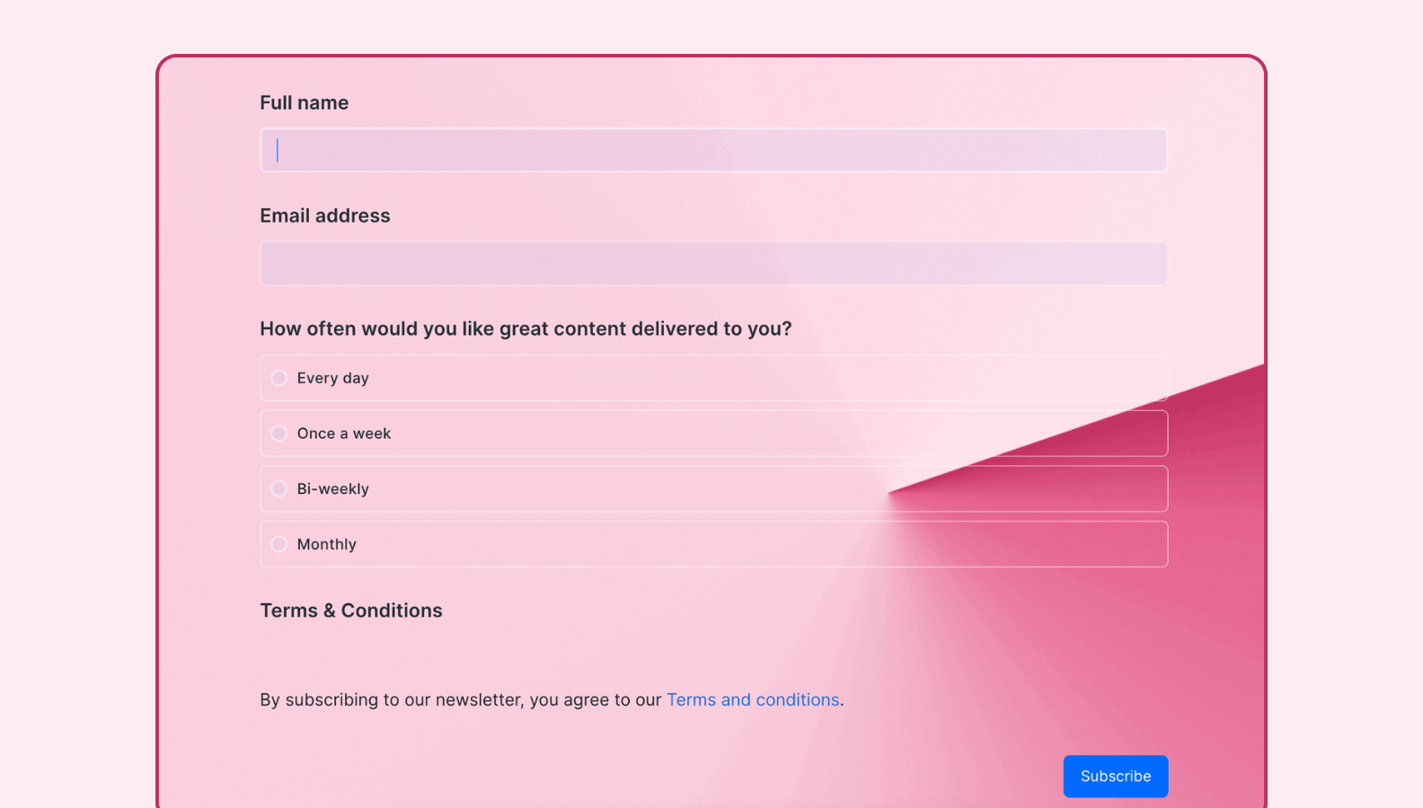 Newsletter Subscription Form Template Formaloo