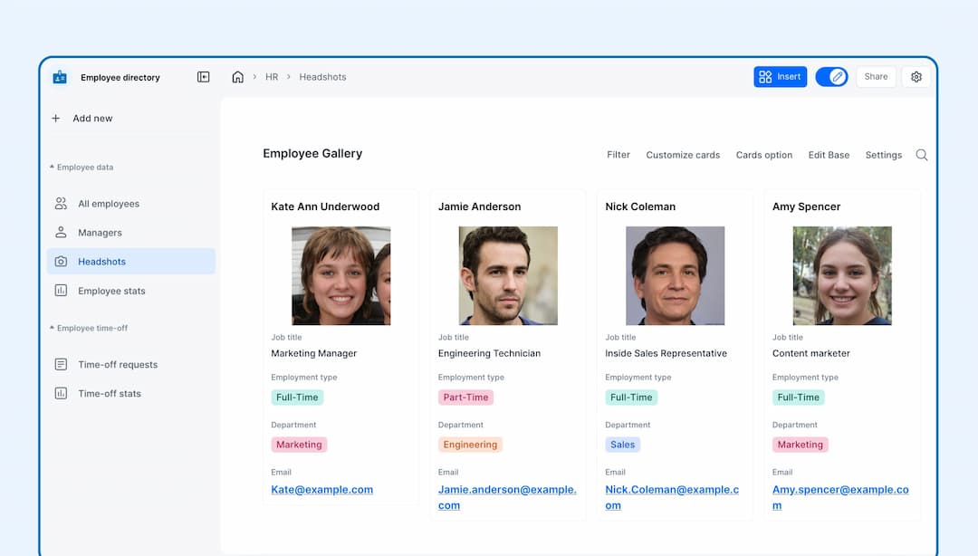 Employee directory template | Formaloo