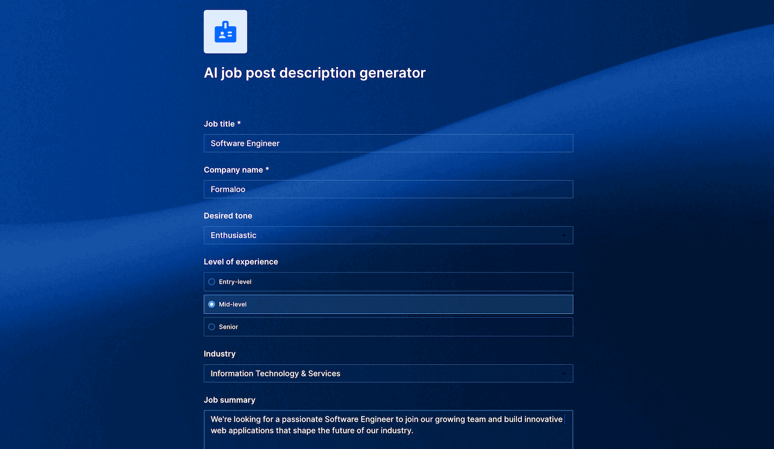 ai-job-post-description-generator-template-formaloo