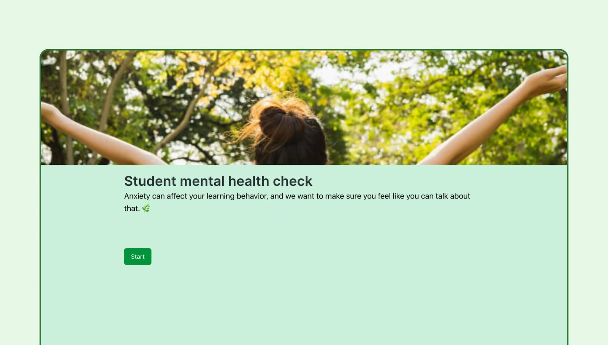 Student mental health check template | Formaloo