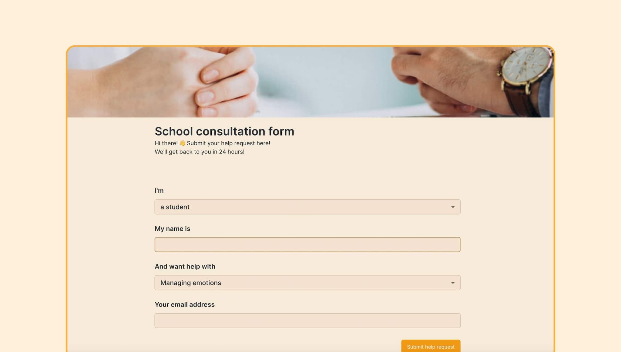 School consultation form template | Formaloo