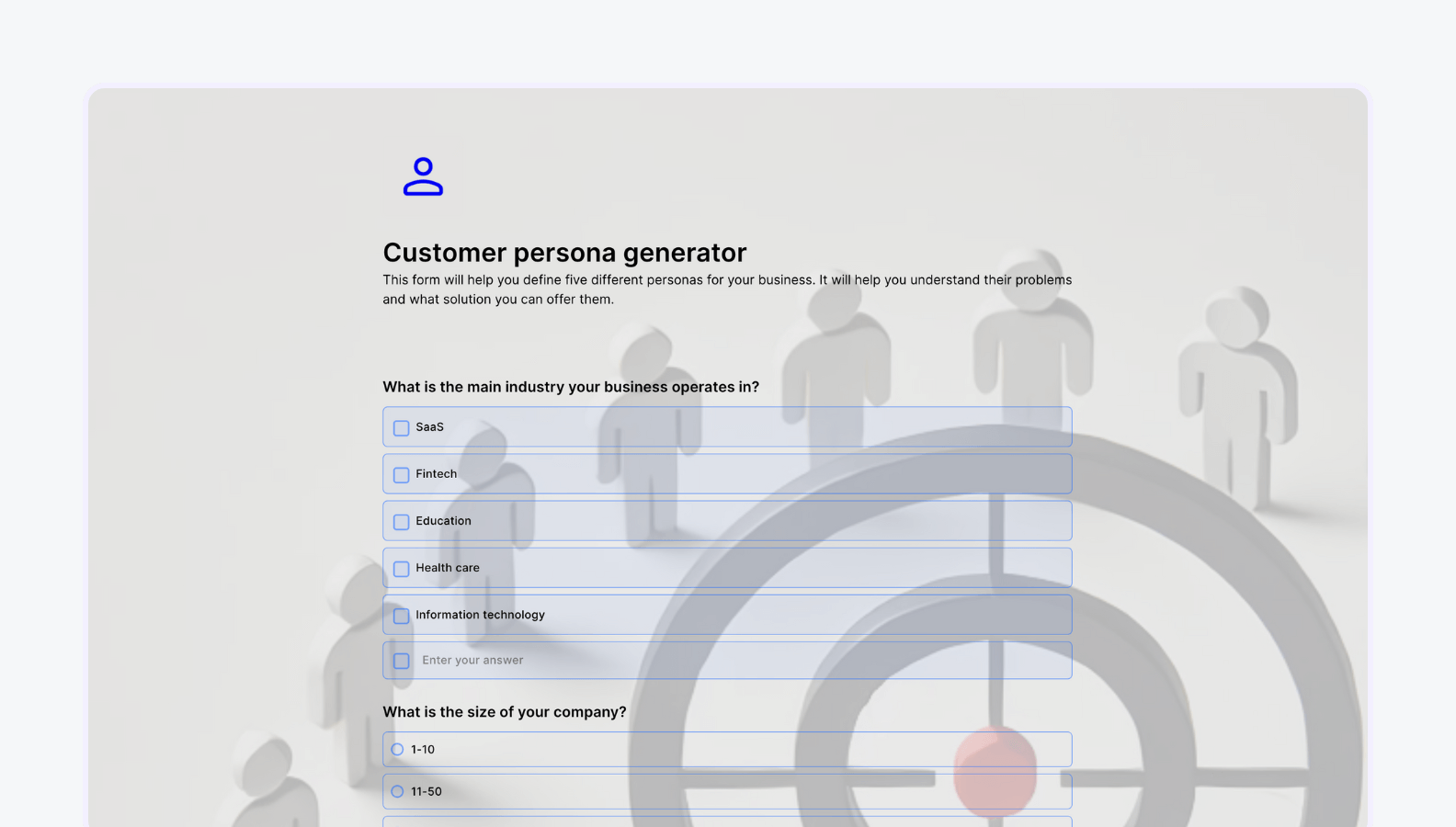 Customer persona generator template | Formaloo