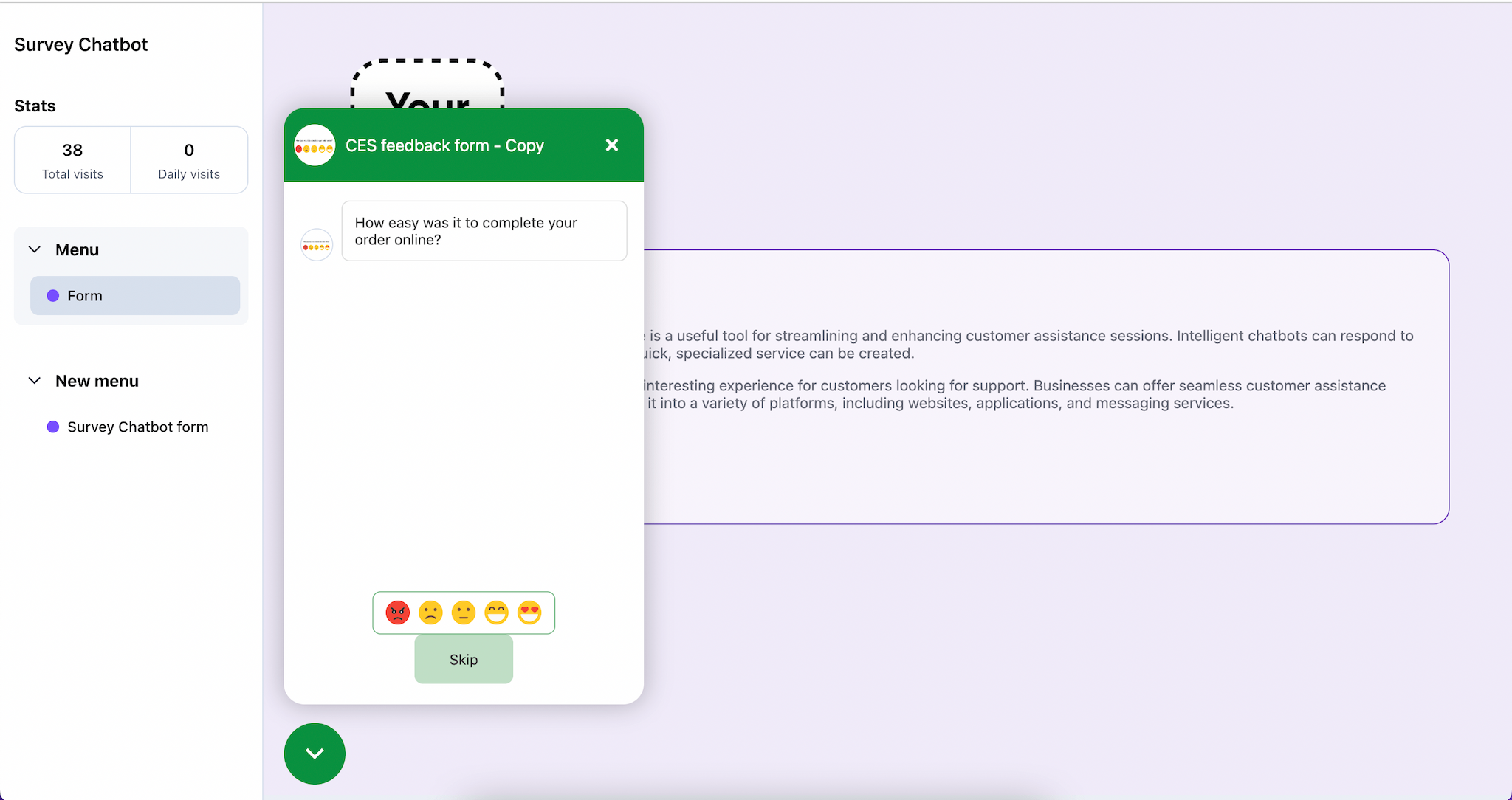 Survey Chatbot template | Formaloo Survey Chatbot template | Formaloo